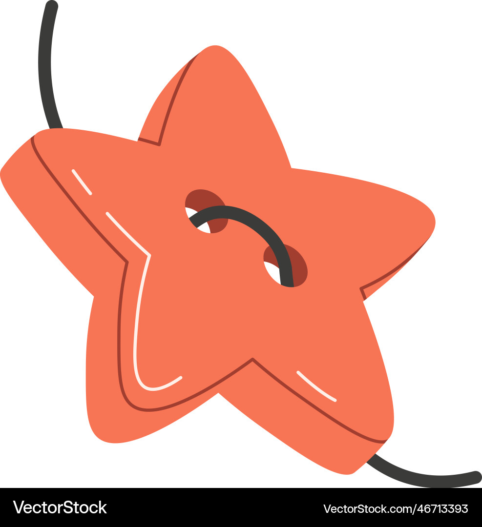 Star button with thread Royalty Free Vector Image