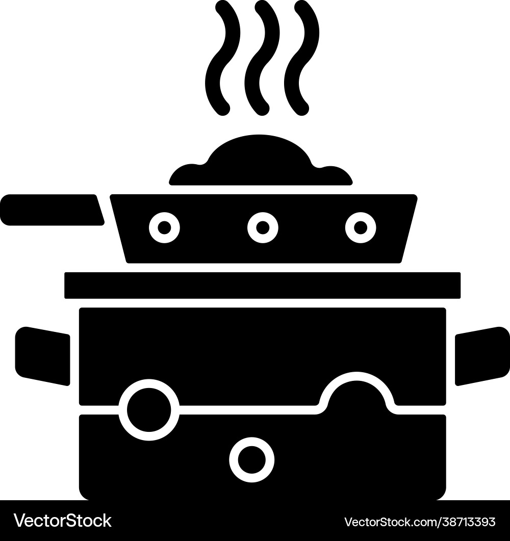 Steam for cooking black glyph icon Royalty Free Vector Image