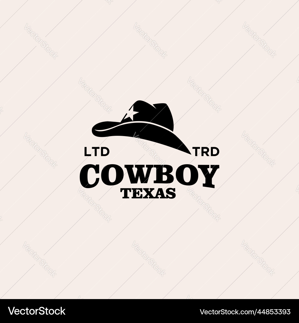 Texas cowboy hat premium vintage logo design Vector Image