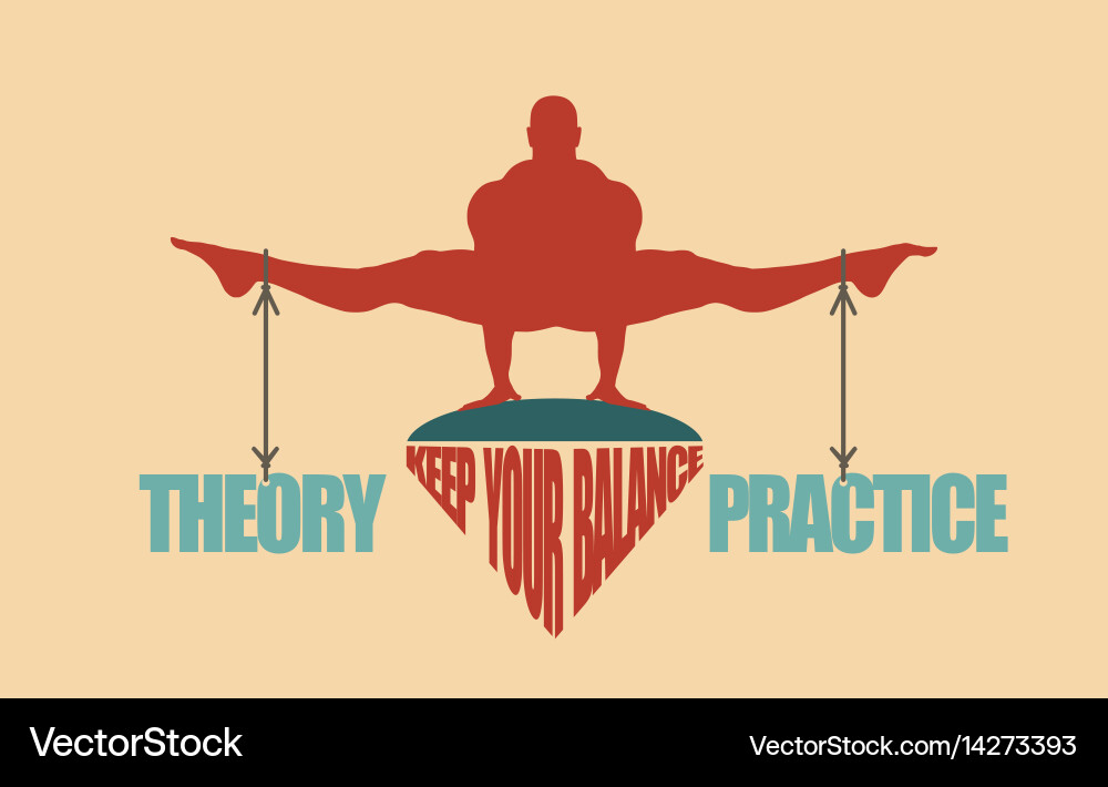 Theory and practice balance concept scales Vector Image