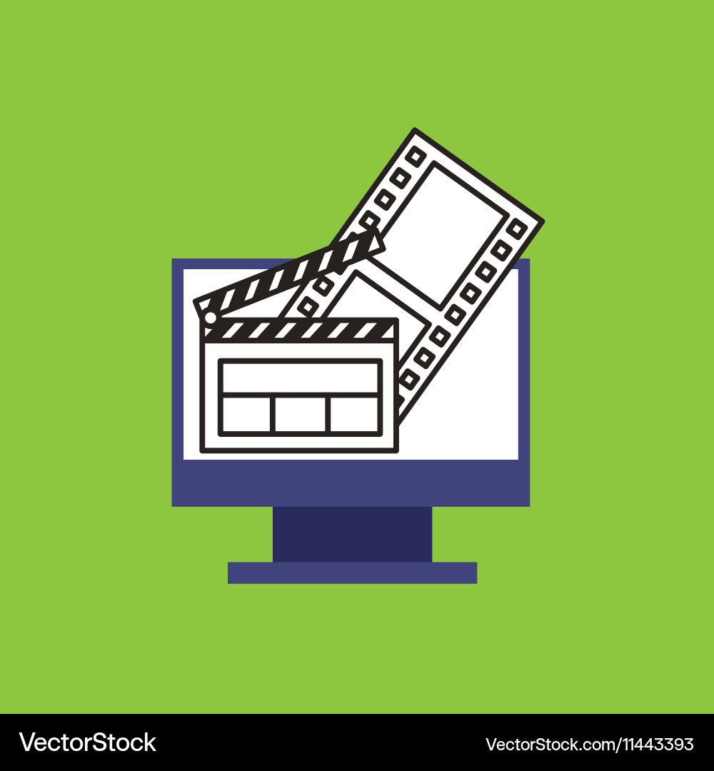 Video marketing flat line icons Royalty Free Vector Image