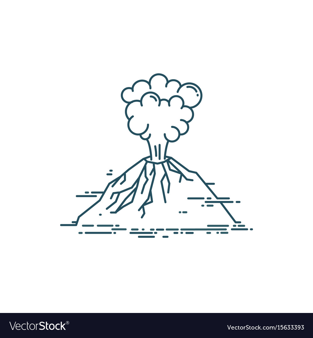 Volcano exploding simple Royalty Free Vector Image