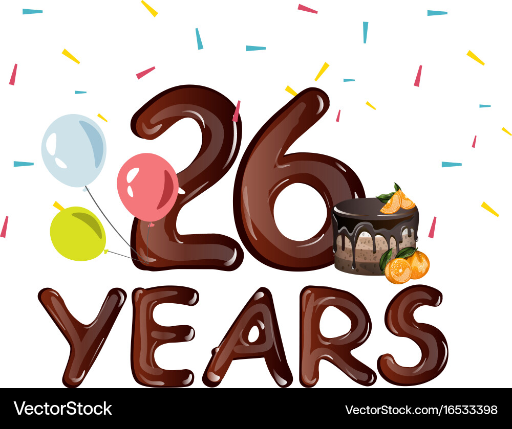 26th years greeting card anniversary Royalty Free Vector