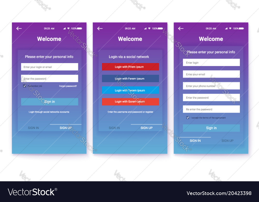 Account register or authorization interface for Vector Image