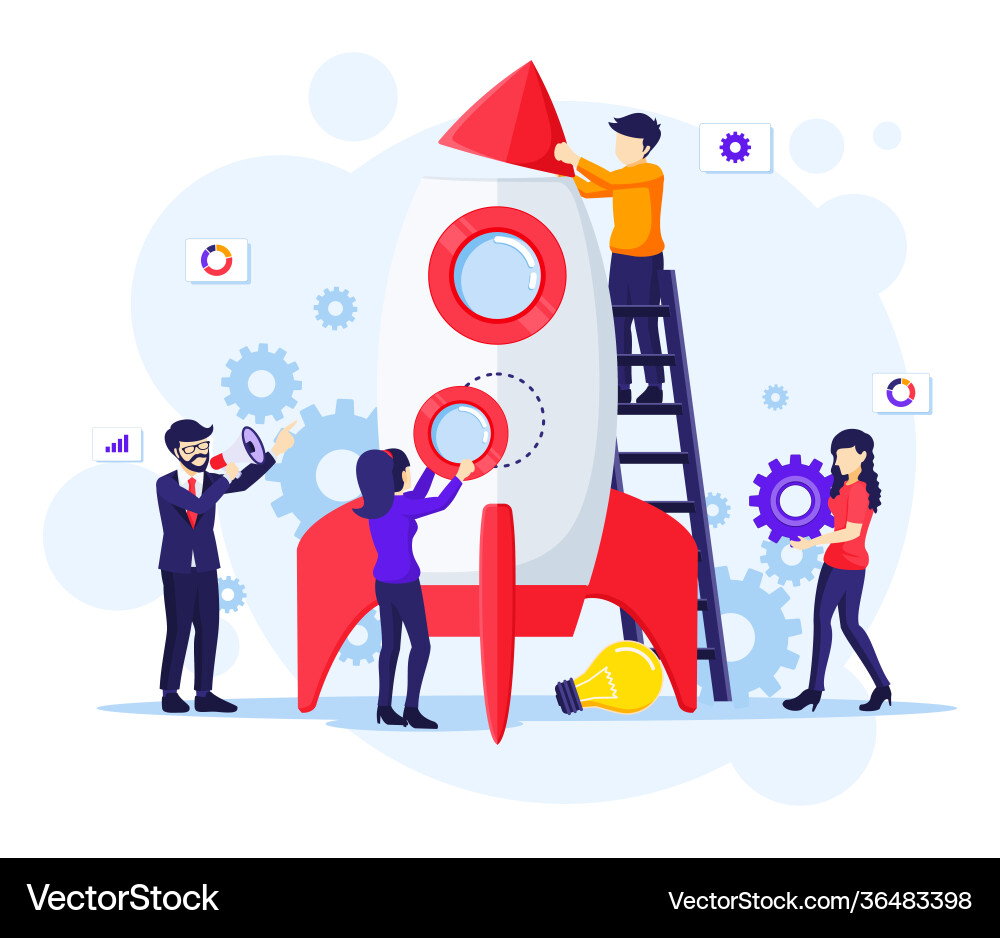 Business startup concept people are working Vector Image
