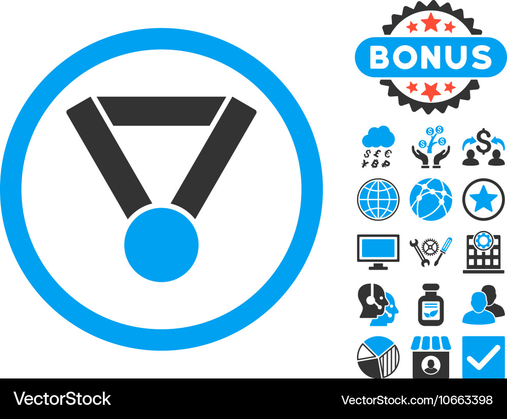 Champion award flat icon with bonus Royalty Free Vector