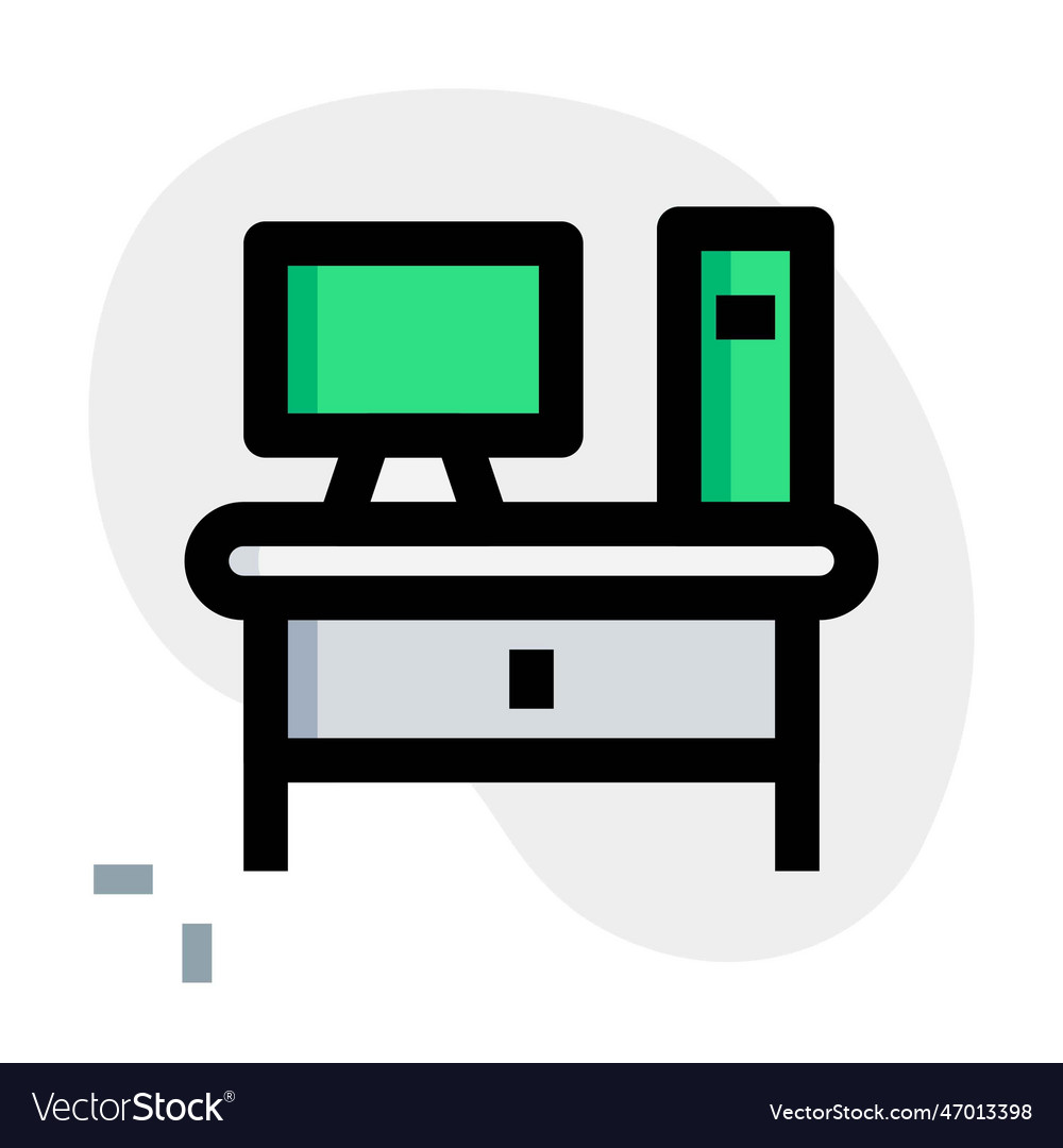 Computer table setup for workplace Royalty Free Vector Image