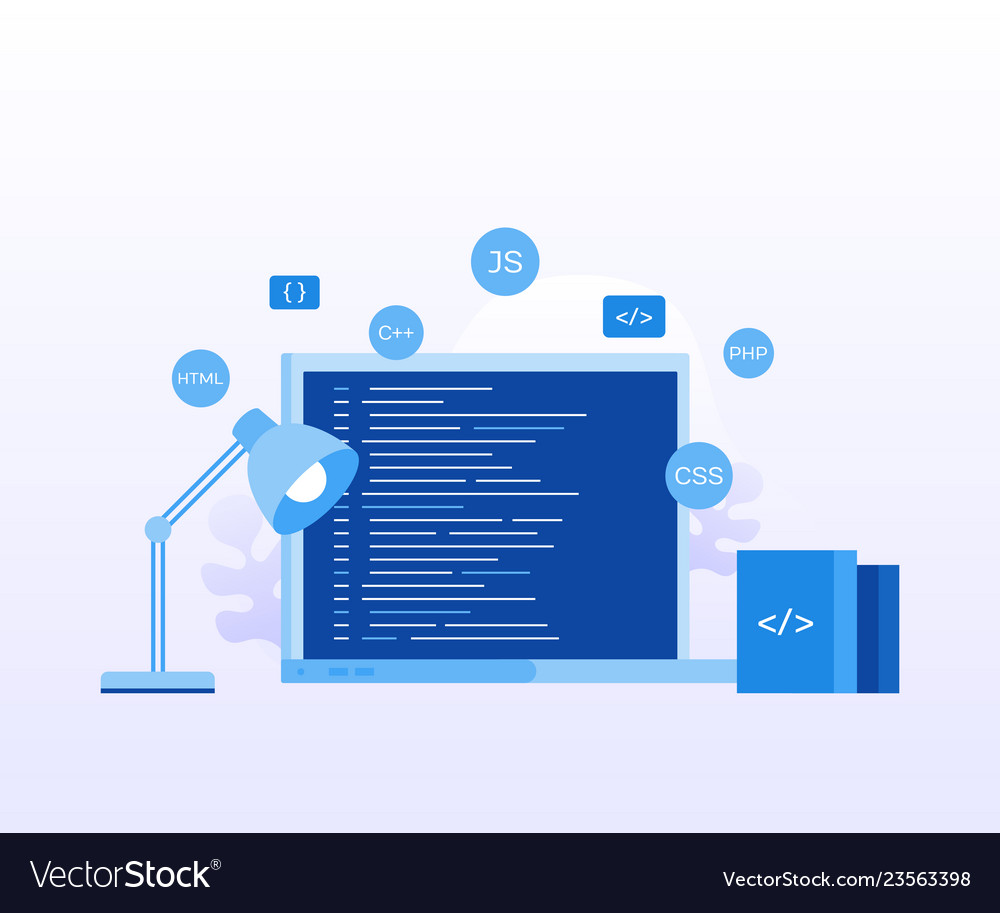 Concept laptop screen with program code Royalty Free Vector
