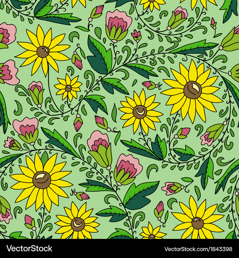 Flower sunflower leaves bud Royalty Free Vector Image