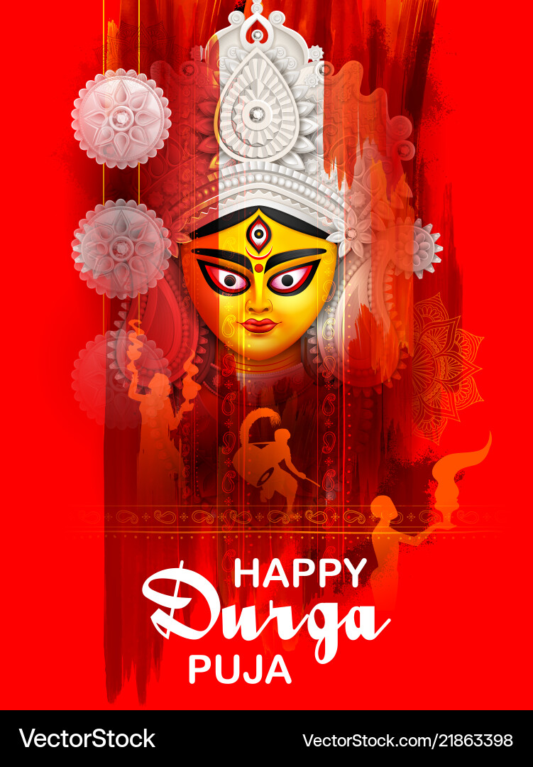 Goddess durga face in happy puja subh Royalty Free Vector