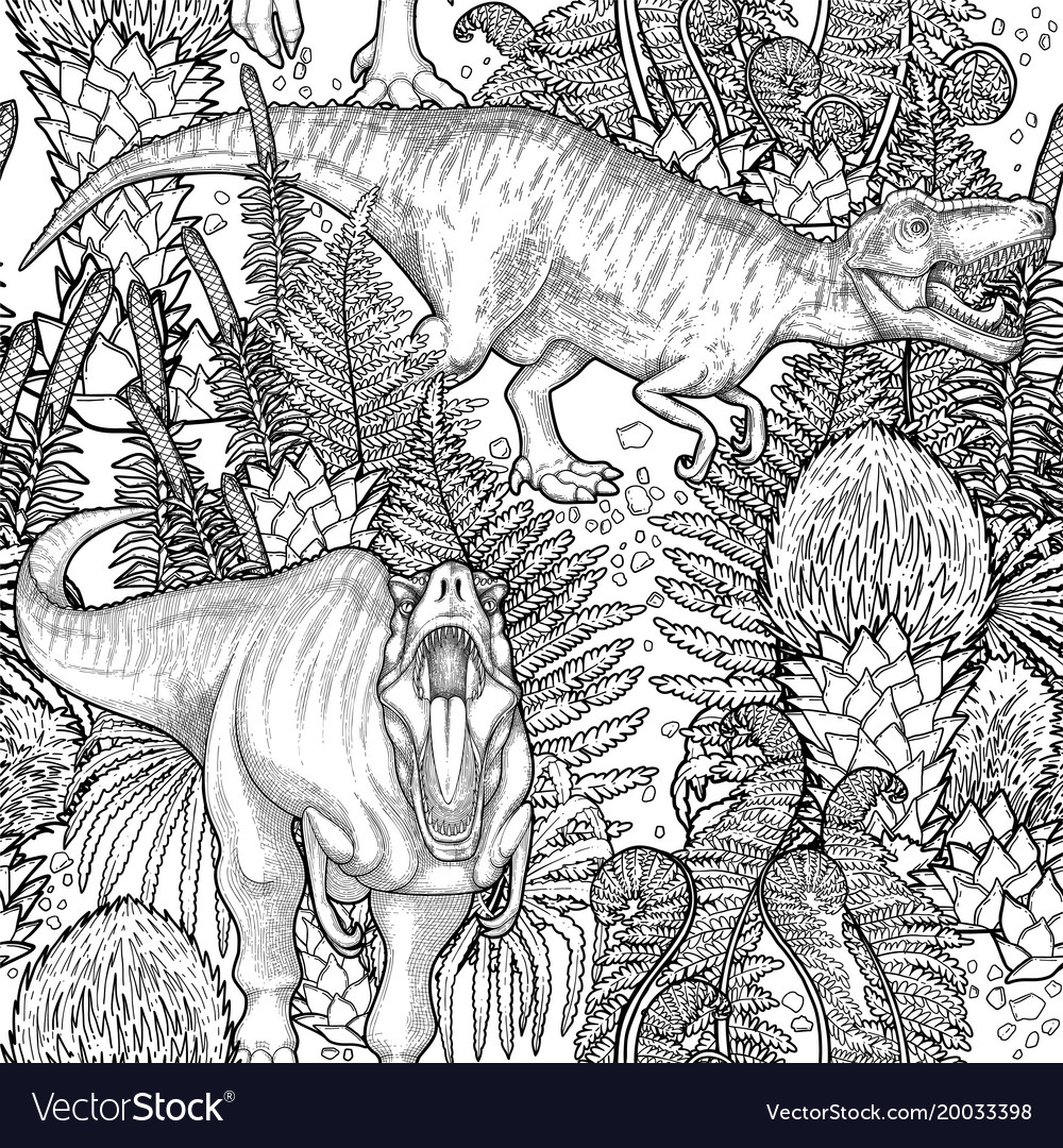 Graphic dinosaur pattern Royalty Free Vector Image