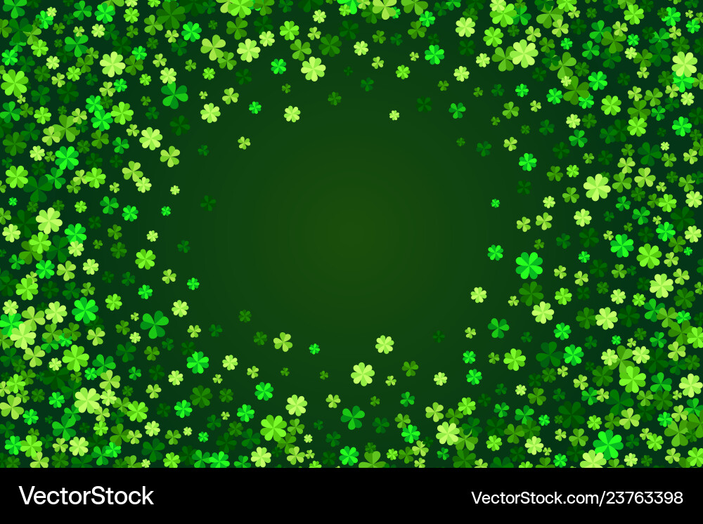 Green clover leaves greeting card background Vector Image