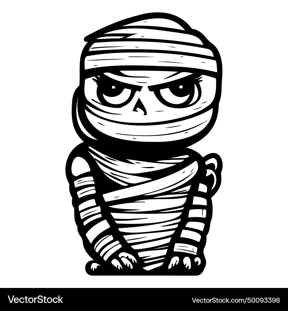 Halloween mummy scary sketch draw Royalty Free Vector Image