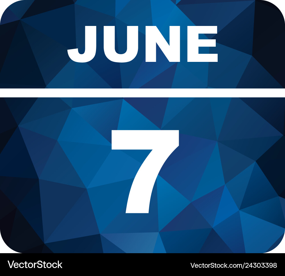 June 7th date on a single day calendar Royalty Free Vector