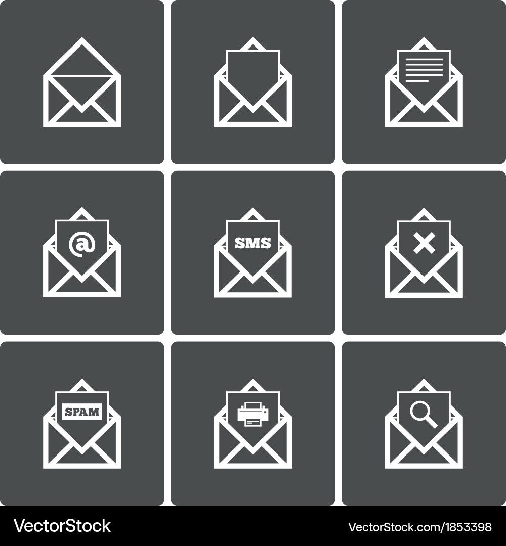 Mail icons search symbol print spam Royalty Free Vector
