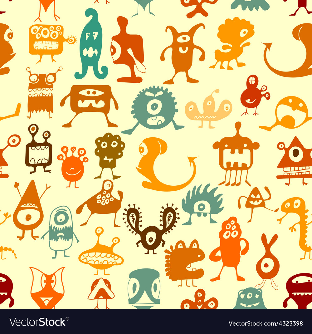Monsters pattern Royalty Free Vector Image - VectorStock