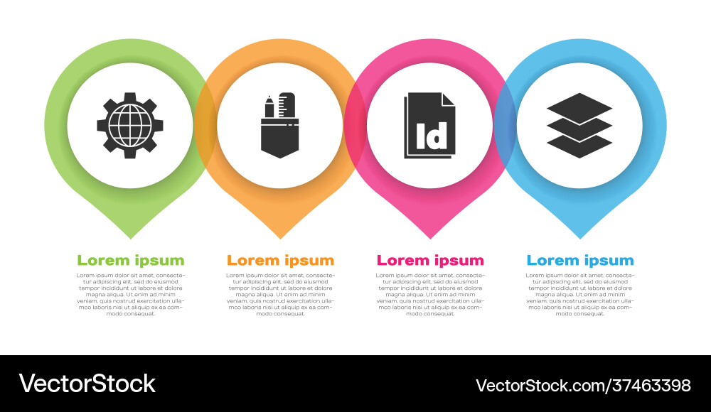 Set globe earth and gear crossed ruler Royalty Free Vector
