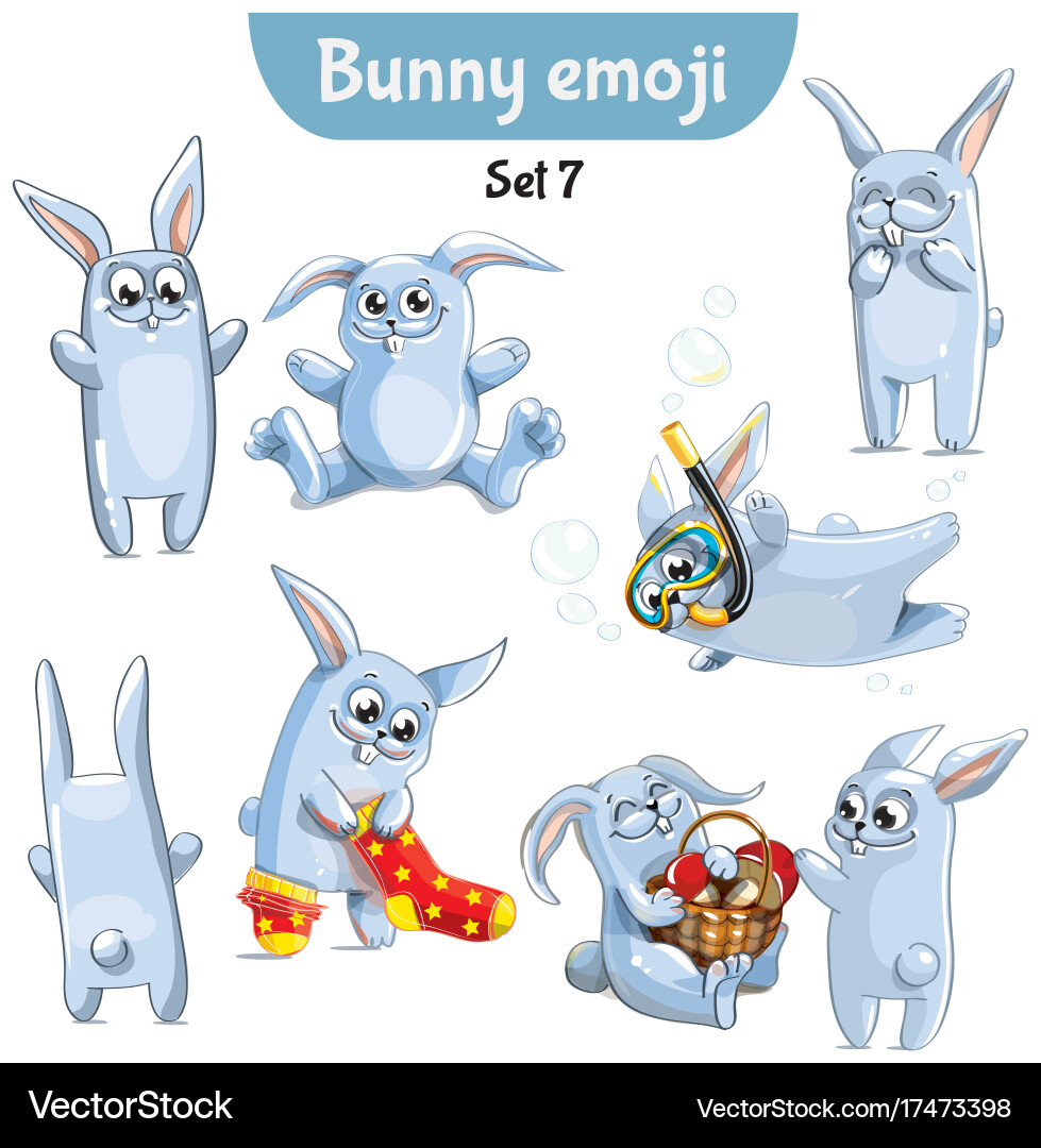 Set of cute rabbit characters 7 Royalty Free Vector Image
