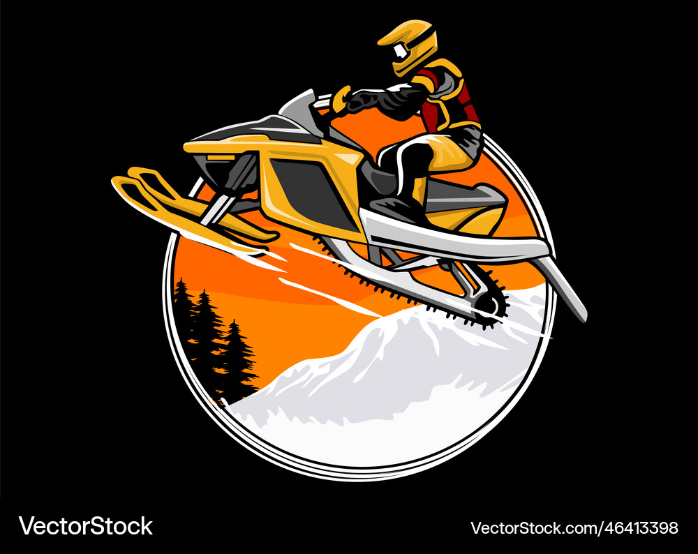 Snowmobile trails logo design Royalty Free Vector Image