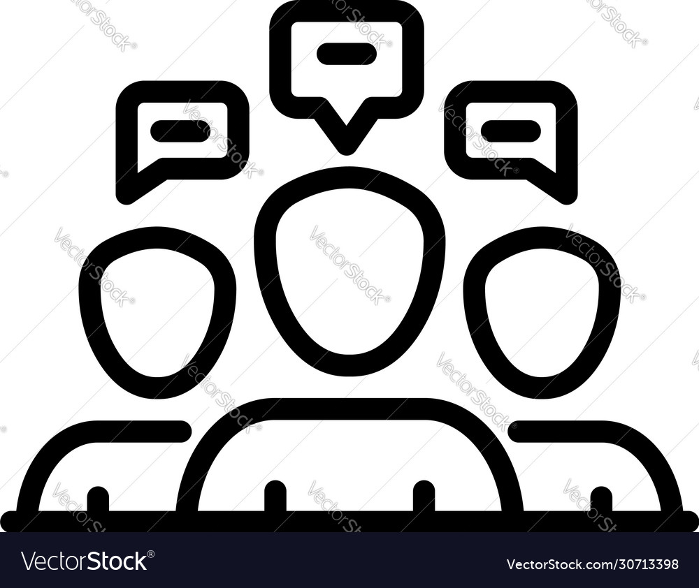 Three admins think icon outline style Royalty Free Vector