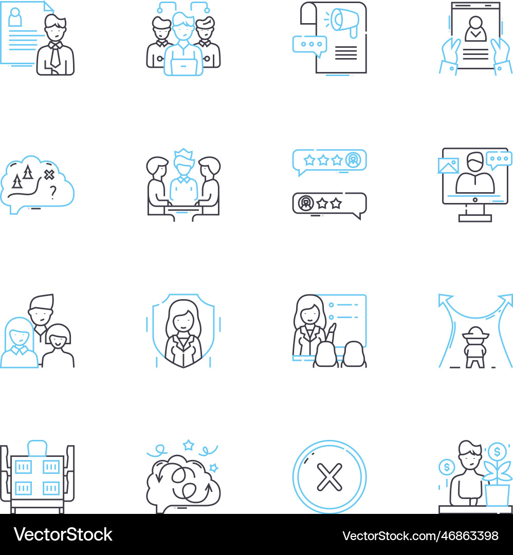 United communities linear icons set togetherness Vector Image