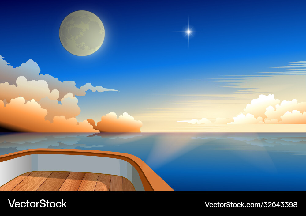 View moon and sunrise in morning Royalty Free Vector Image
