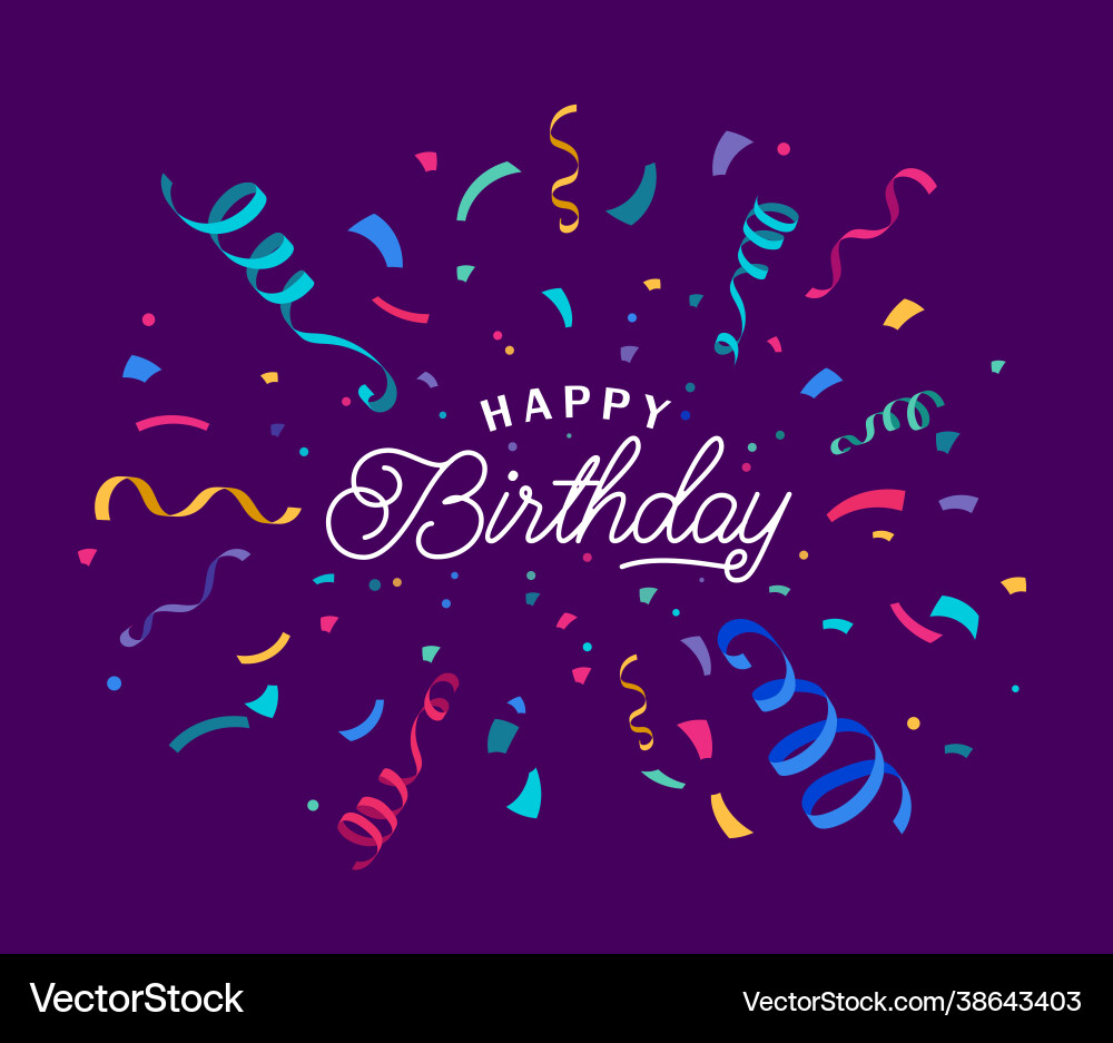 Birthday background with colorful confetti Vector Image