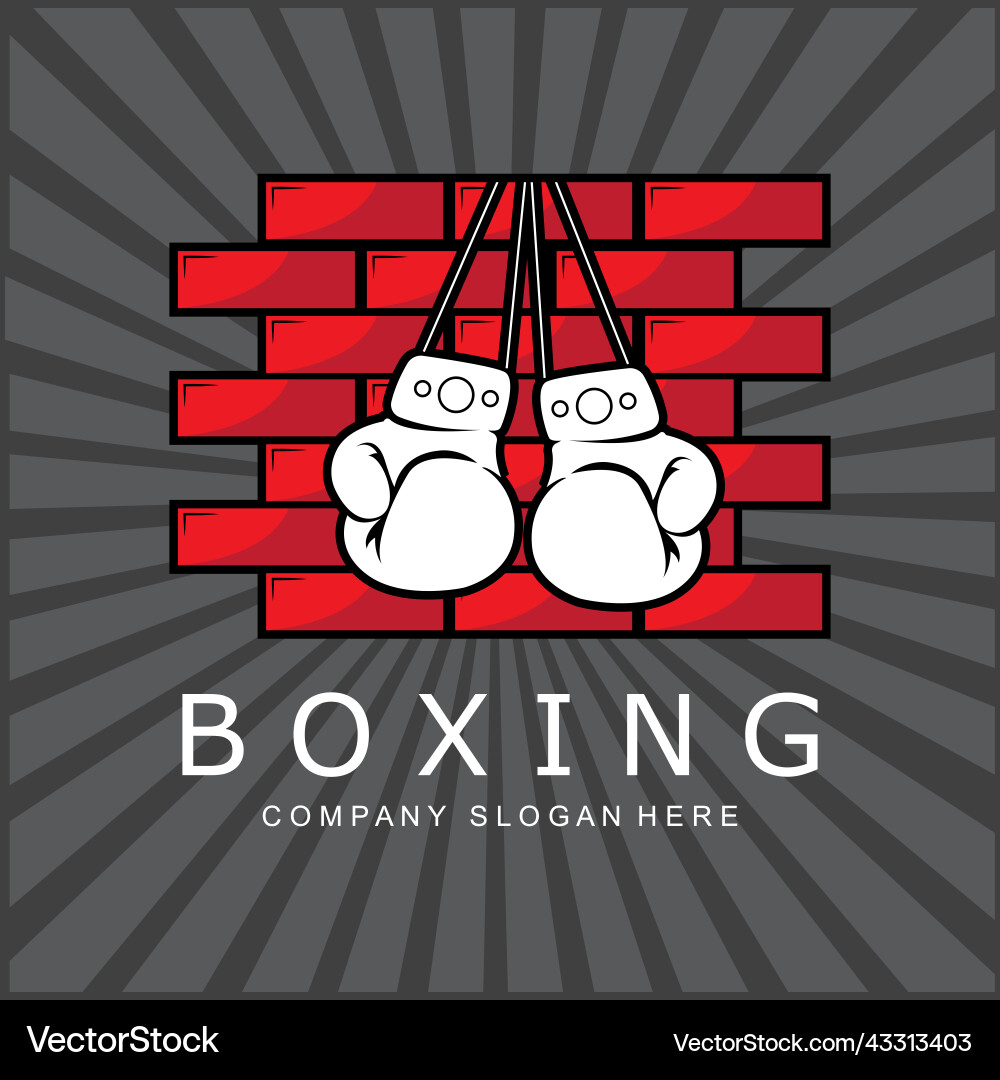 Boxing gloves logo design wrestling ring fighter Vector Image