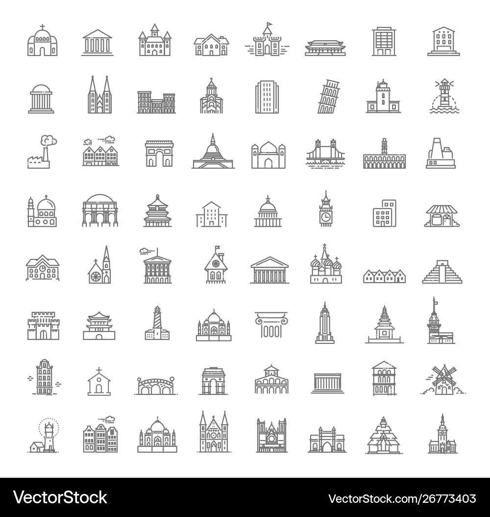 Building icons set government landmarks Royalty Free Vector