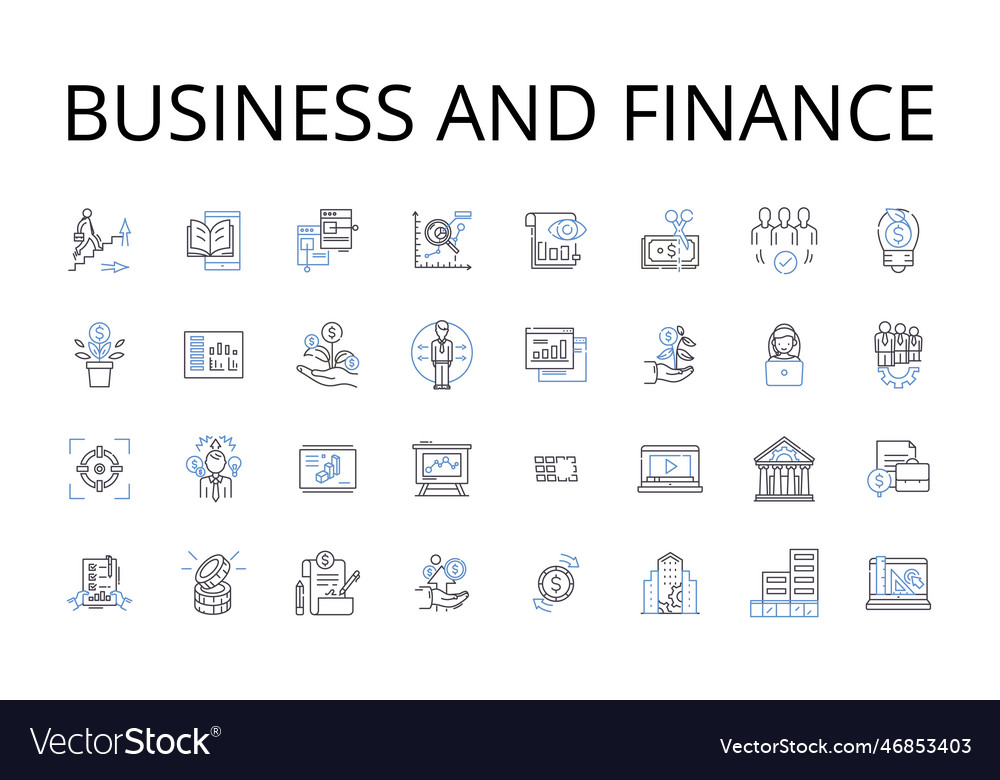Business and finance line icons collection Vector Image
