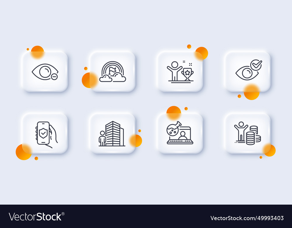Check eye myopia and agent line icons pack Vector Image
