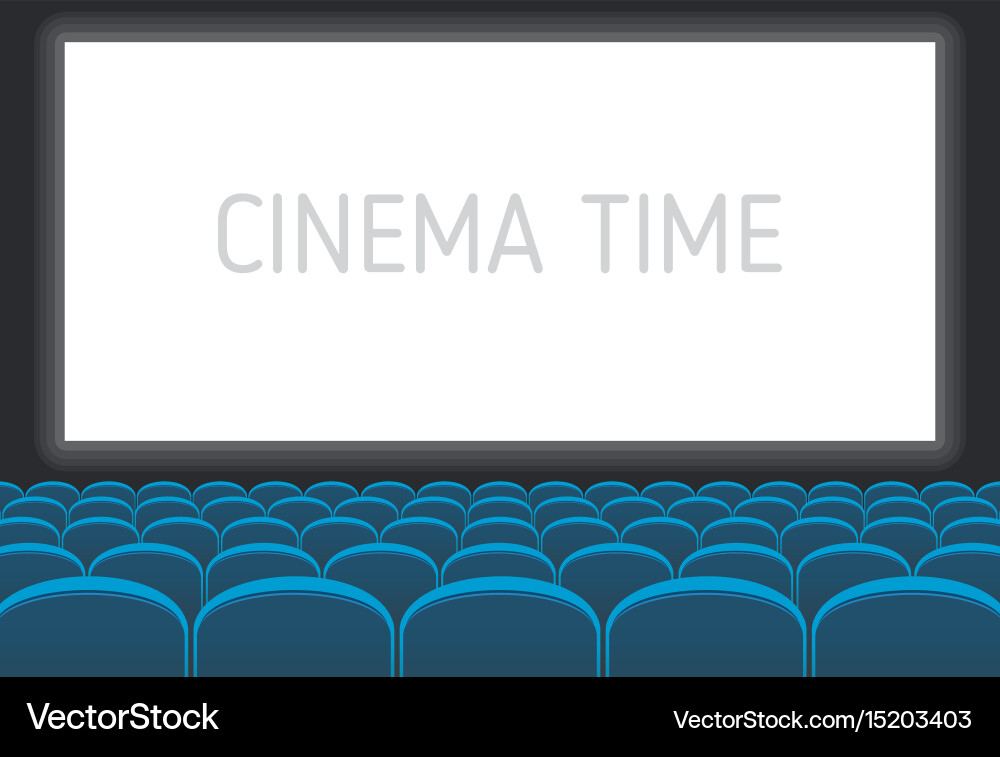 Cinema with white screen and blue seats Royalty Free Vector