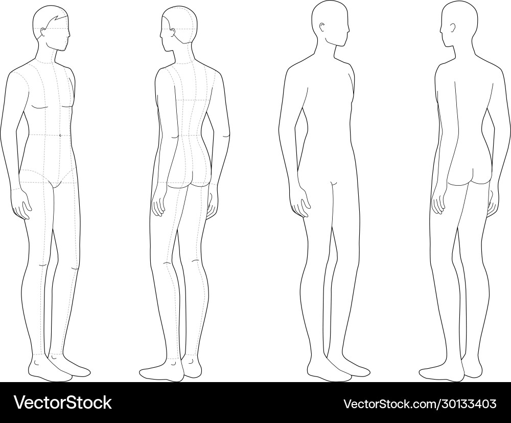 Fashion template 4 standing men Royalty Free Vector Image