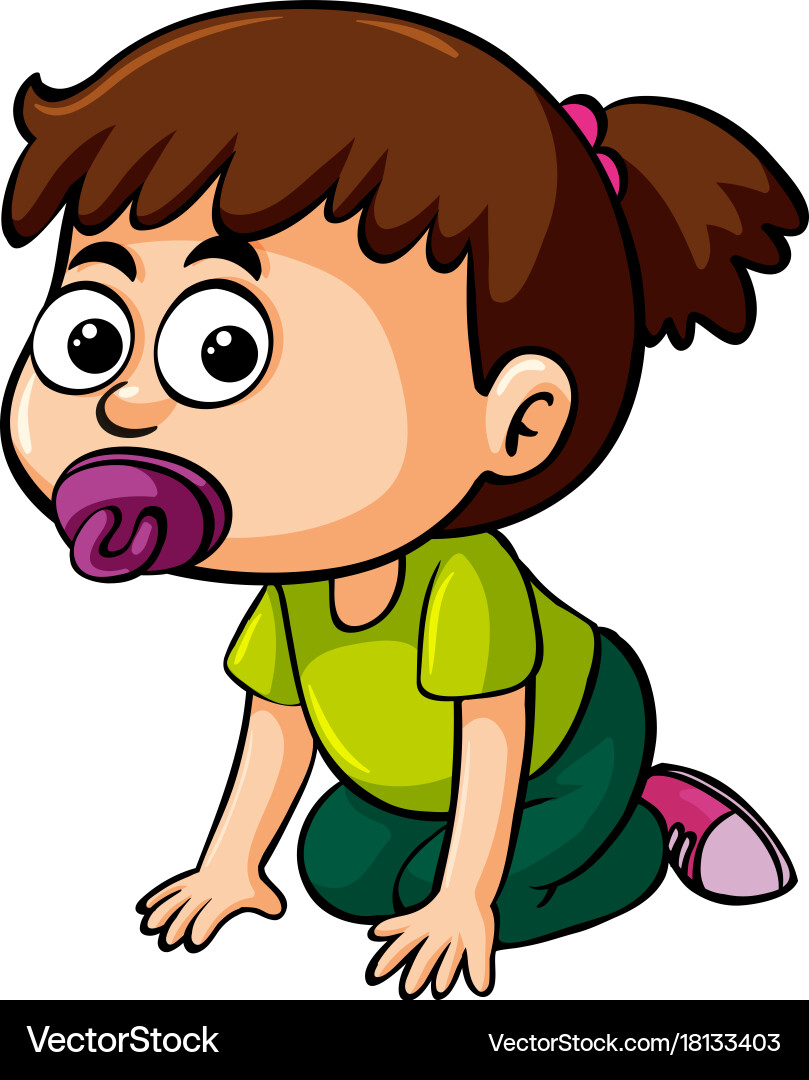 Girl toddler with pacifier Royalty Free Vector Image