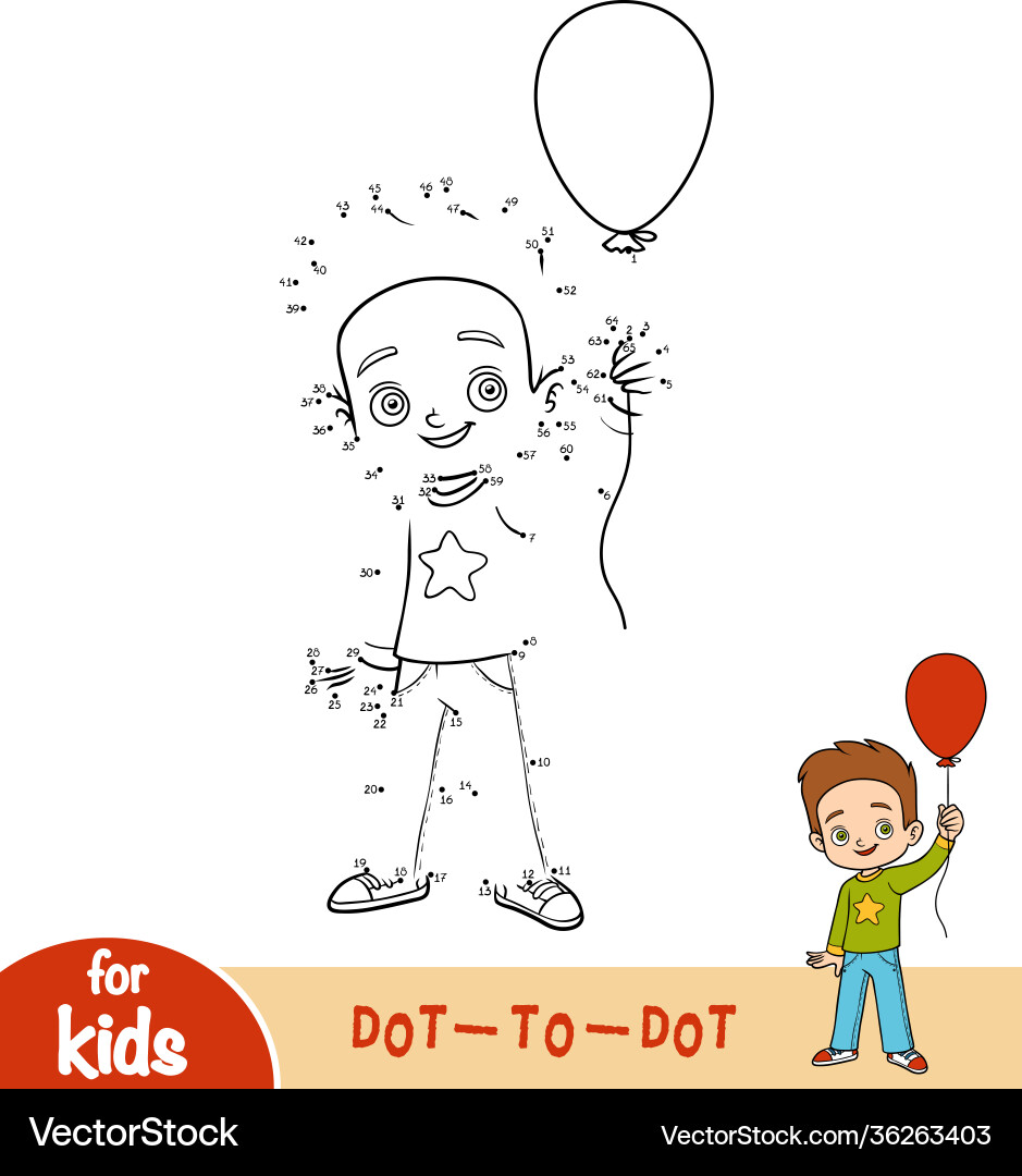 Numbers game dot to for children boy Royalty Free Vector