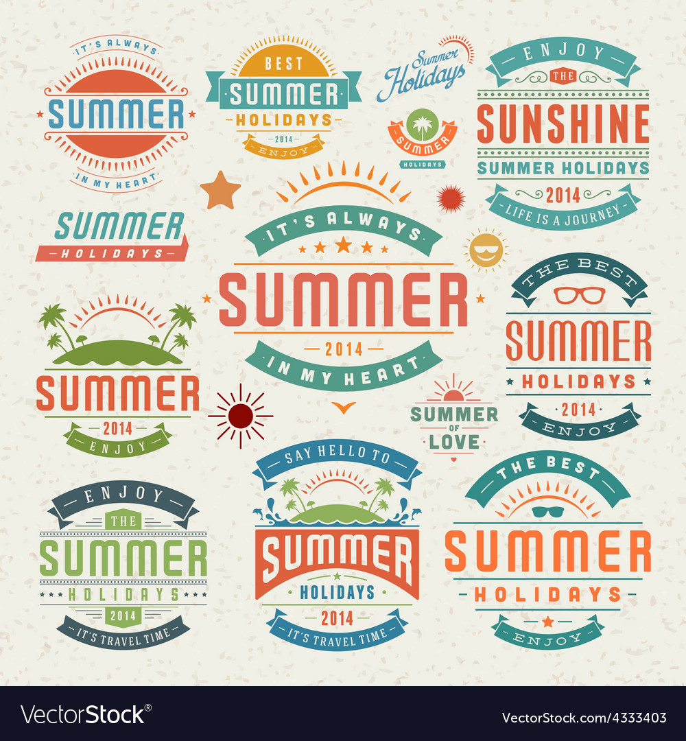 Retro summer design elements Royalty Free Vector Image