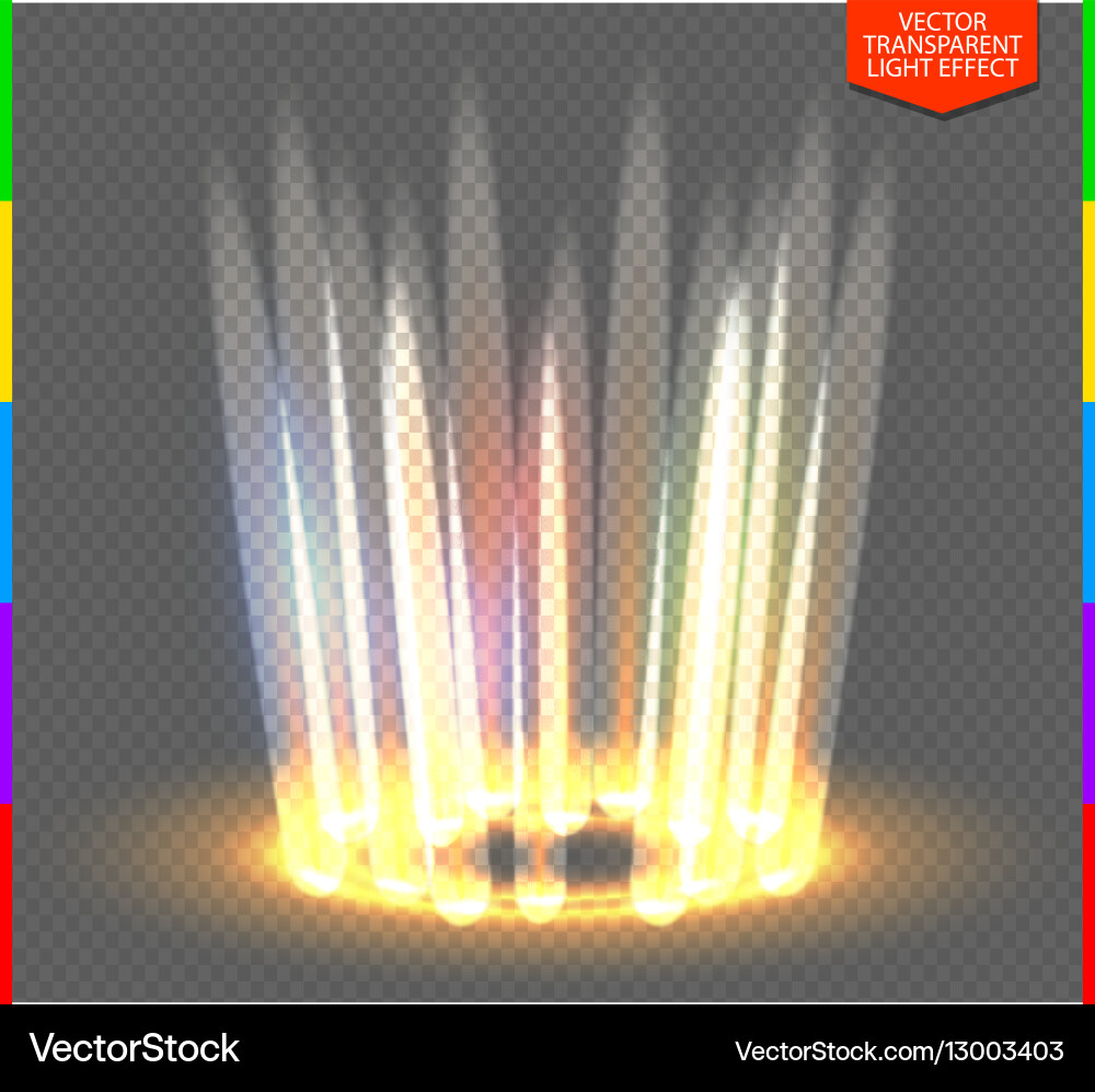 Round yellow glow rays night scene on transparent Vector Image