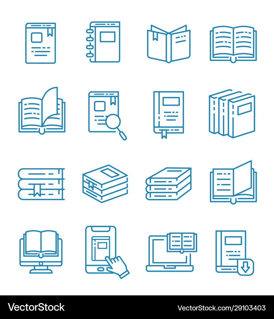 Set book and e-book icons with outline Royalty Free Vector