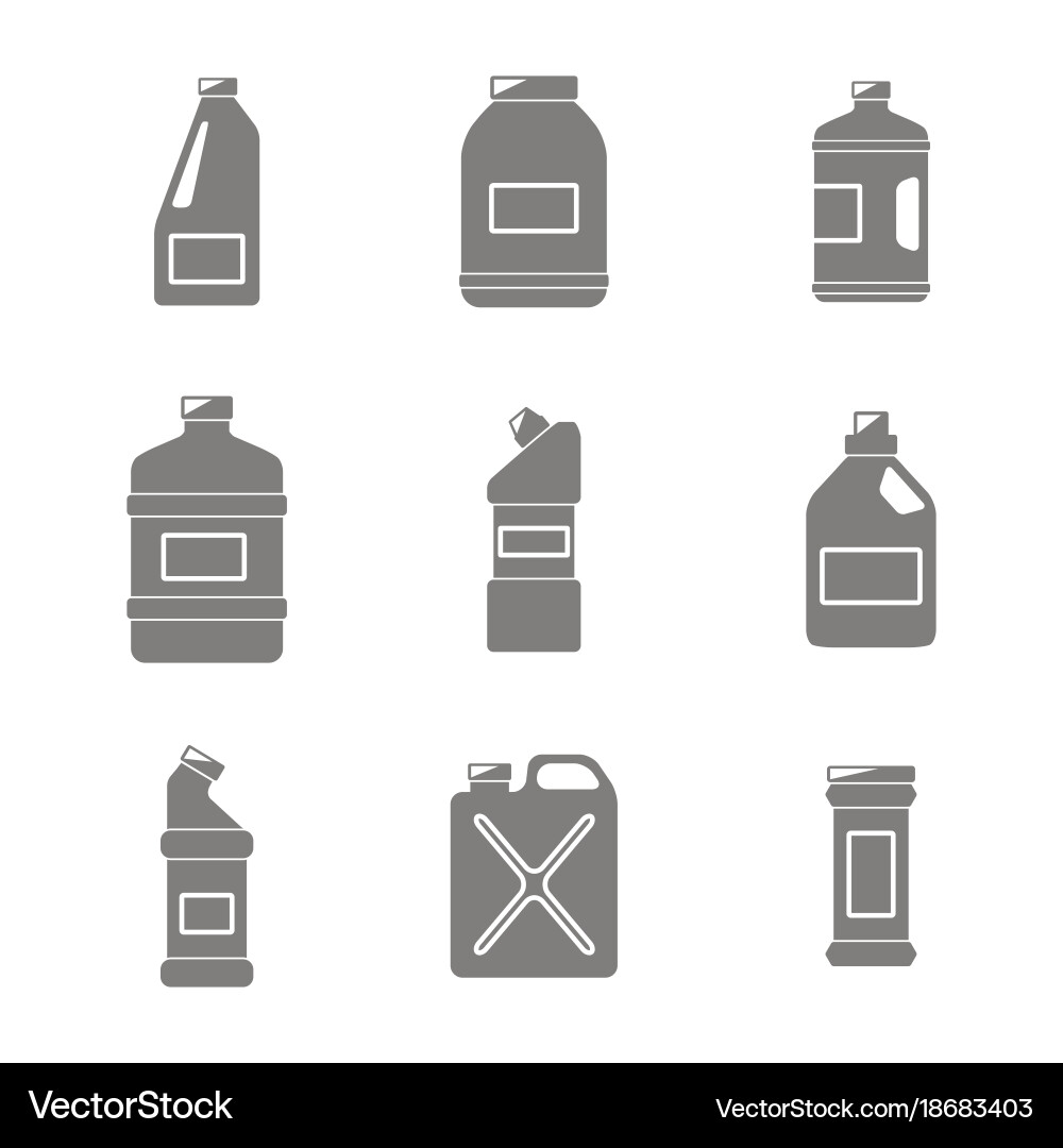 Set with bottles cleaning chemical products Vector Image