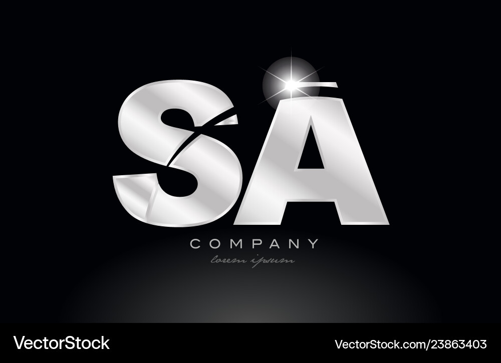 Silver letter sa s a metal combination alphabet Vector Image