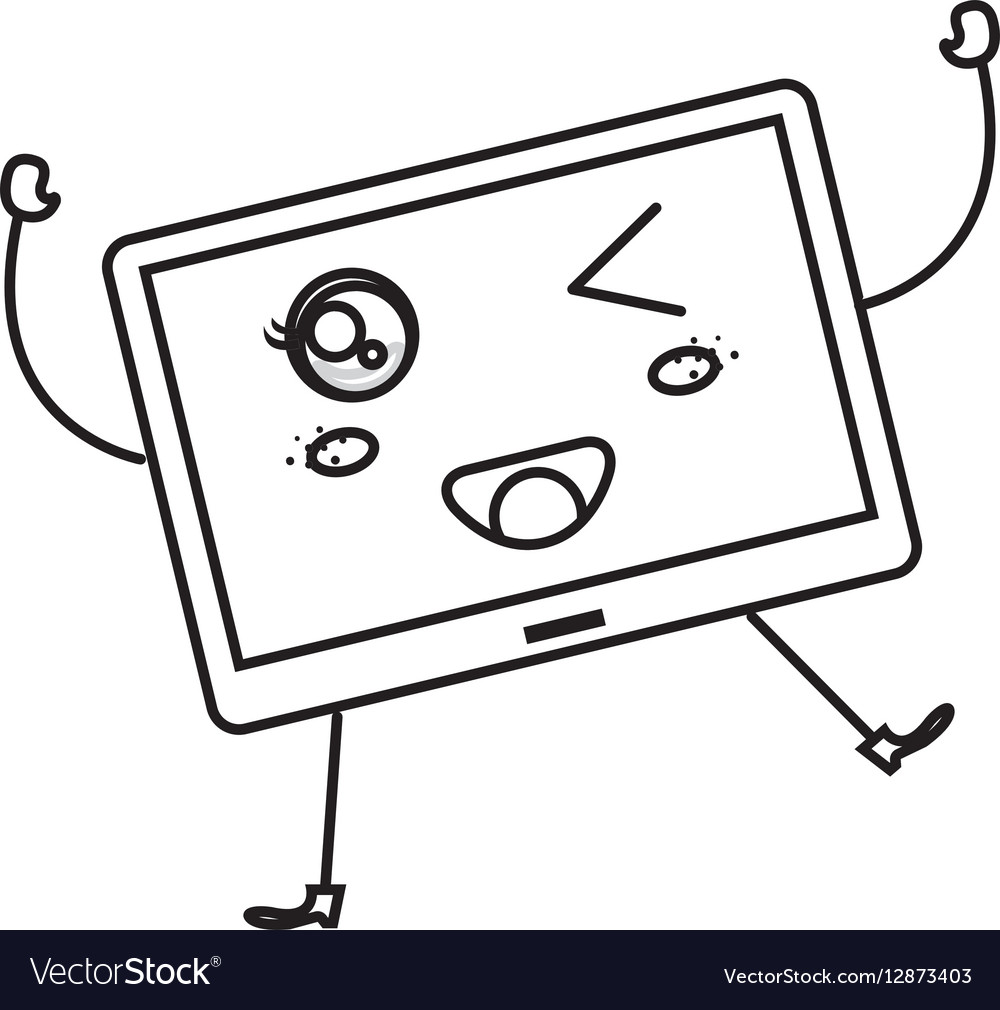 Tablet device kawaii character Royalty Free Vector Image