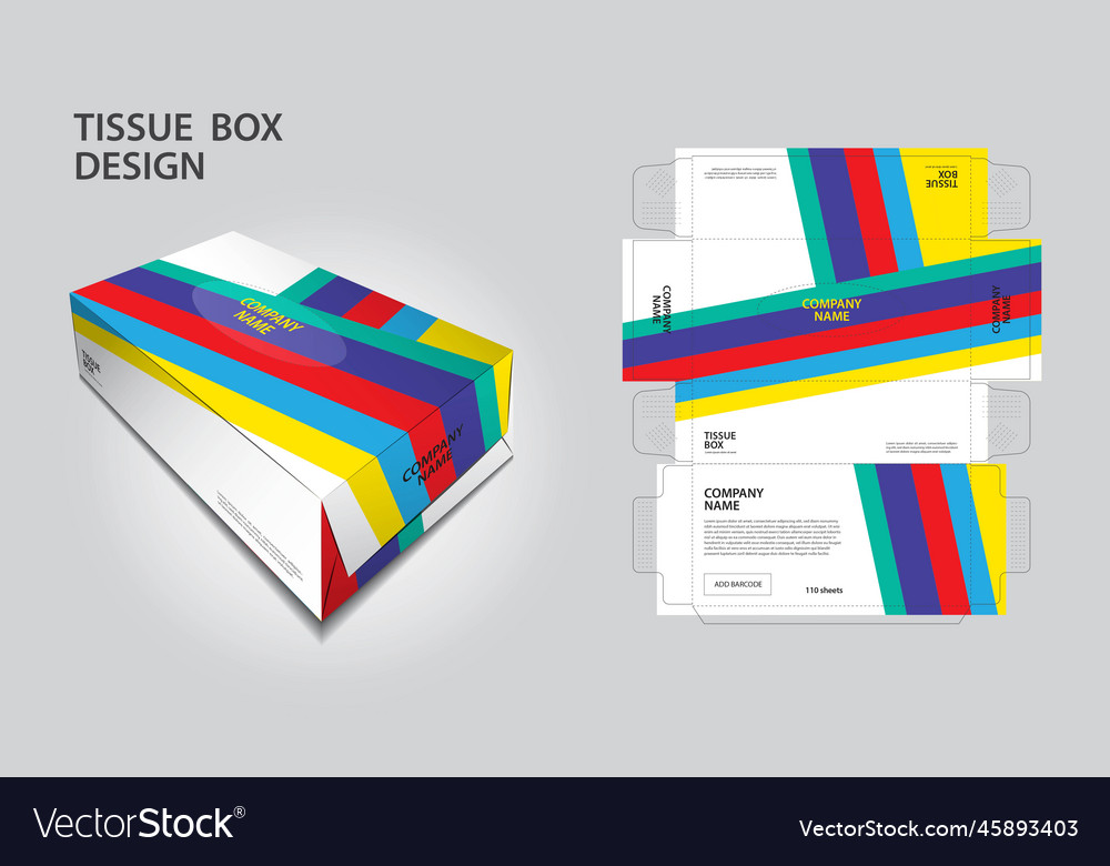 Tissue box packaging design on geometric Vector Image