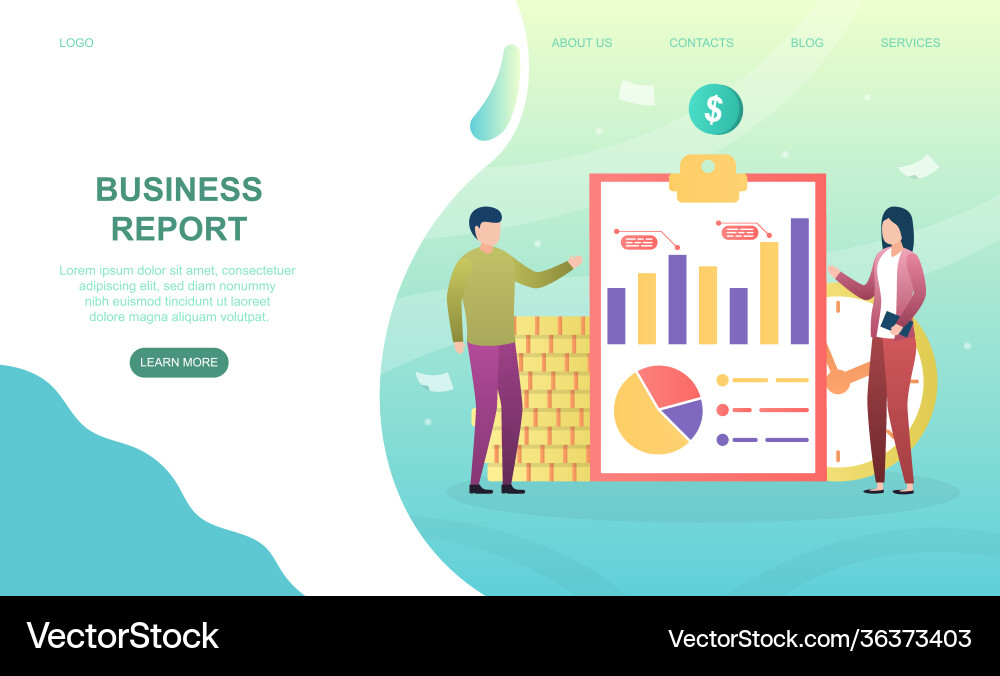 Two colleagues are making business report Vector Image