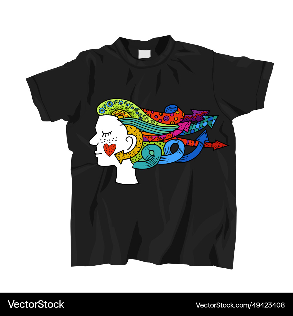 Apparel design t-shirt print hand-drawn editable Vector Image