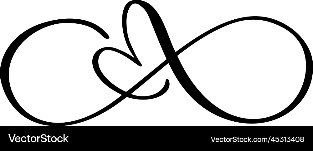 Calligraphy heart and sign forever Royalty Free Vector Image