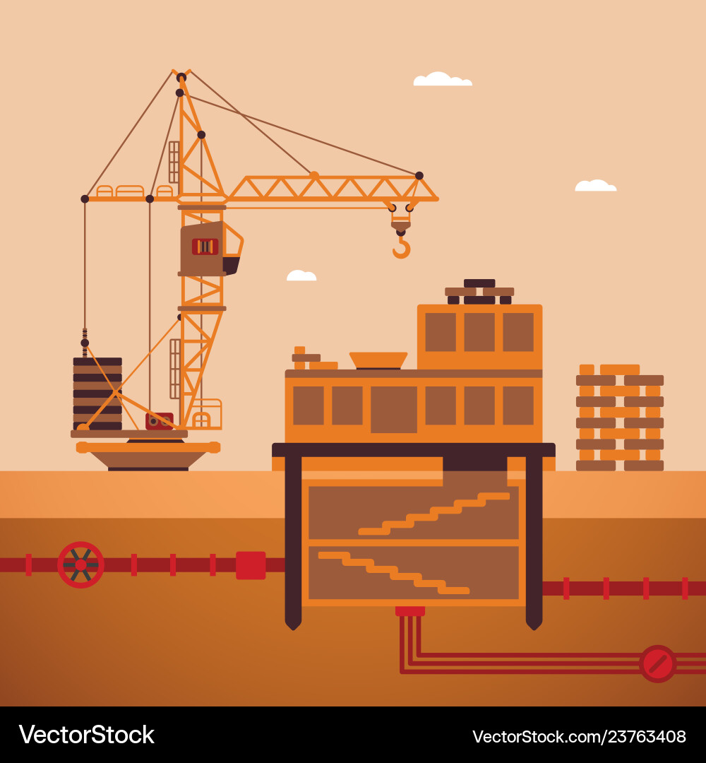 Concept of residential house construction process Vector Image