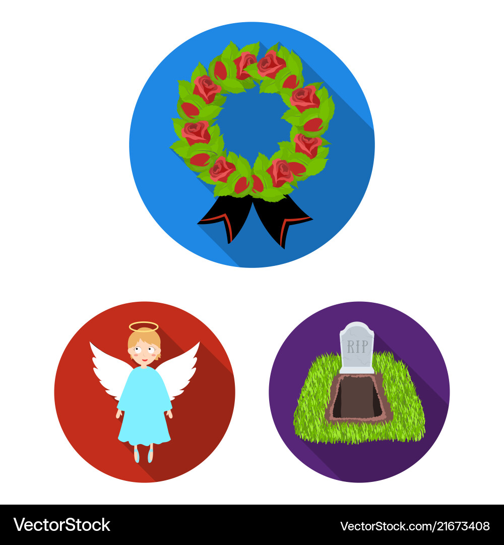 Funeral ceremony flat icons in set collection Vector Image