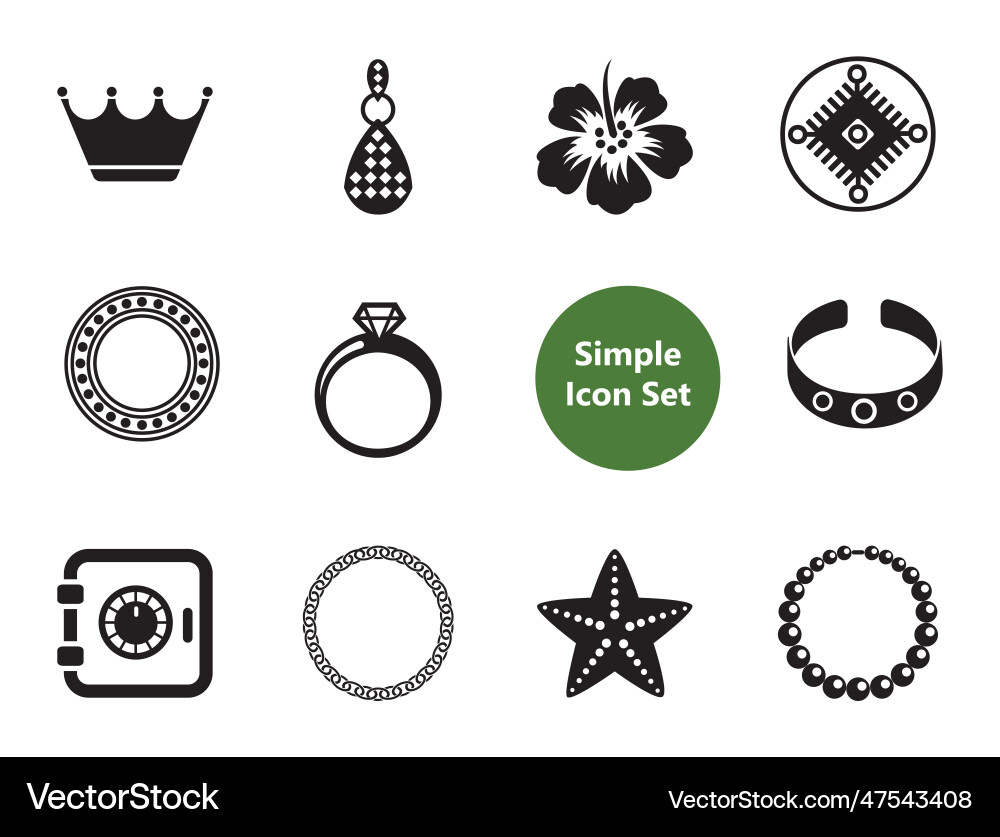 Jewelry simple icons set Royalty Free Vector Image