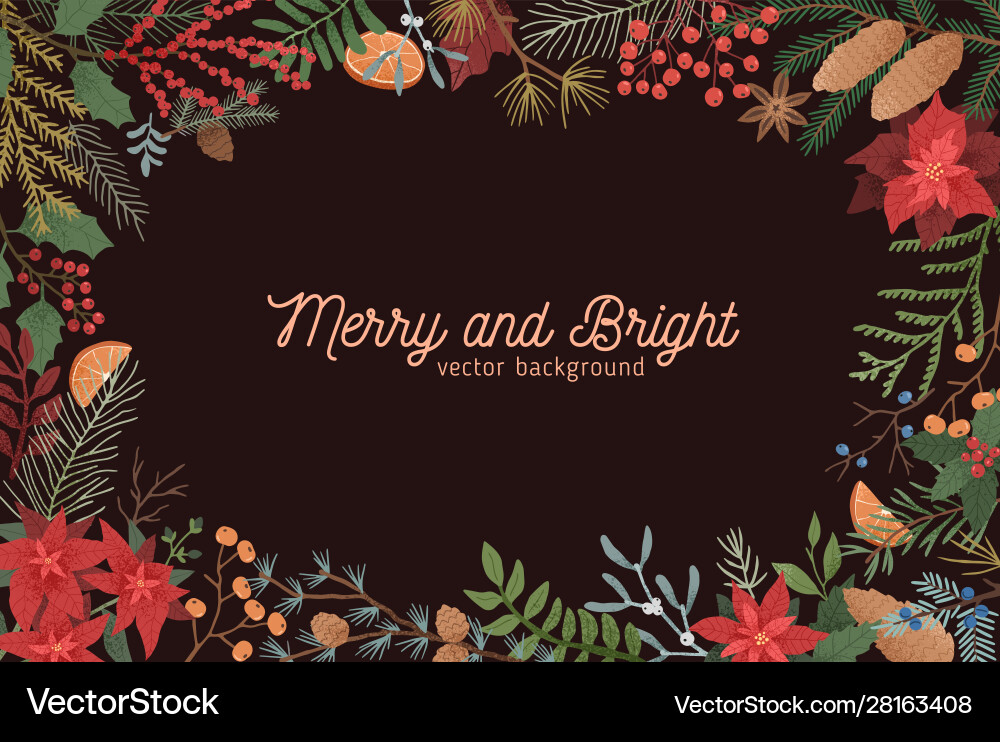 Merry and bright christmas greeting background Vector Image