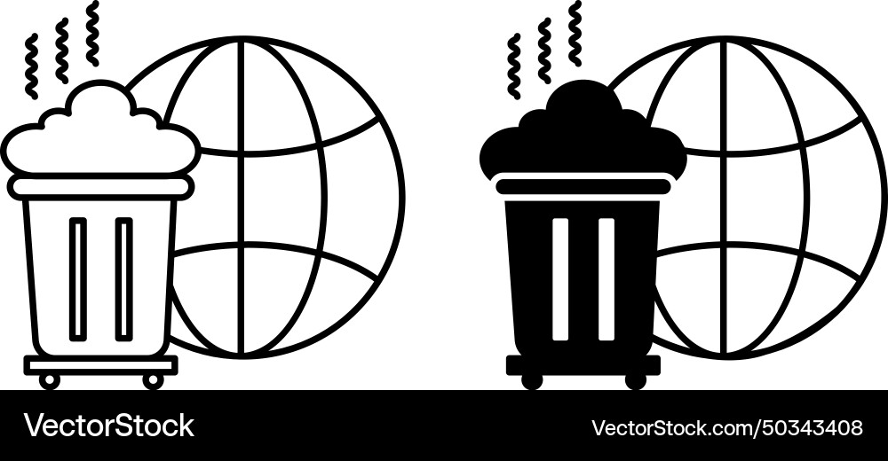 Pollution icons black and white planet Royalty Free Vector